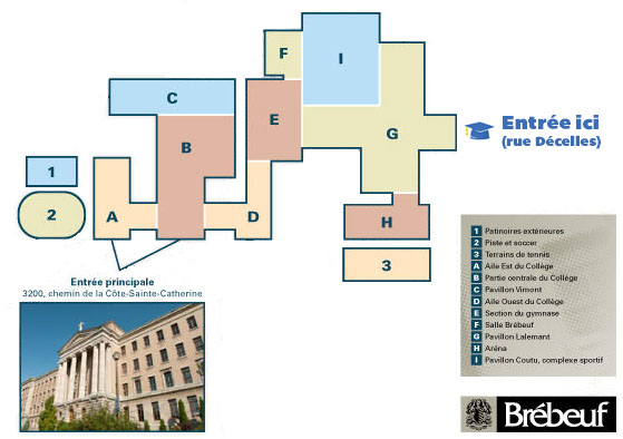 Plan du campus du Collège Jean-de-Brébeuf - Blitz Tutorat 4.0